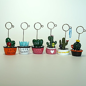 6 Pack Cute Picture Holder,Table Number Holder for Desk, Adorable Cactus Shape Desktop Ornaments Small Place Card Holder, Memo Holder Stand