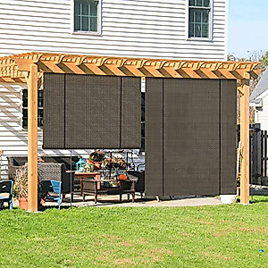 Coarbor Outdoor Roll up Shades Blinds for Porch Patio Shade Exterior Roller Shade Privacy Shade Screen for Deck Pergola Gazebo Brown 5'W x 6'H