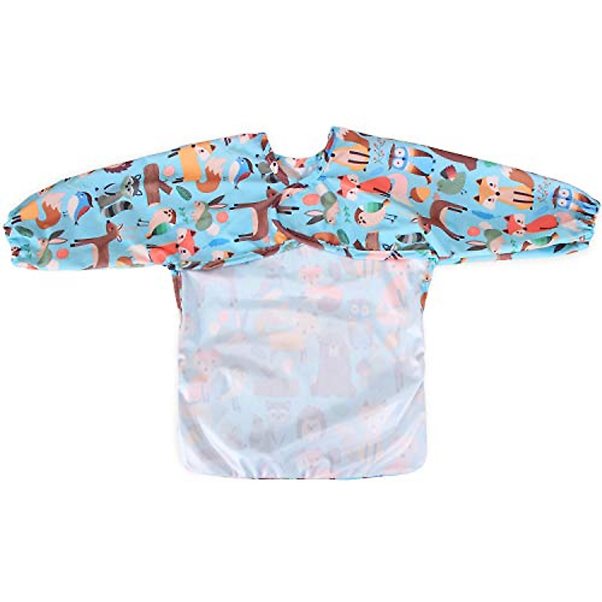 LUXJA Baby Waterproof Sleeved Bib, Long Sleeve Bib for Toddler (6-24 Months), Forest Party