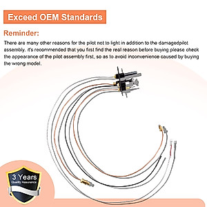 Hiorucet 10002264 Natural Gas 3 Way Pilot Assembly Kits for HHT, Majestic, Monessen, Temco, and Vermont Castings Fireplaces, SRV10002264 Pilot Assembly Replacement Parts with Thermocouple, Thermopile.