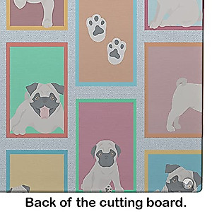 Caroline's Treasures MLM1090LCB Lots of Fawn Pug Glass Cutting Board Large Decorative Tempered Glass Kitchen Cutting and Serving Board Large Size Chopping Board