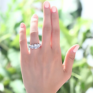 Diamond Galaxy Vintage Style 2 Carat Created Diamond Solid 925 Sterling Silver Wedding Engagement Ring, Art Deco Ring, Besbelle Bridal Ring, Anniversary Ring Gifts for Her, 7