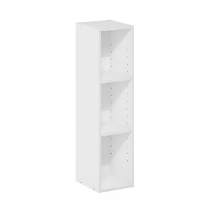 Furinno Fulda 3-Tier Space Saving Storage Shelf Bookcase, 8-Inch Width, White