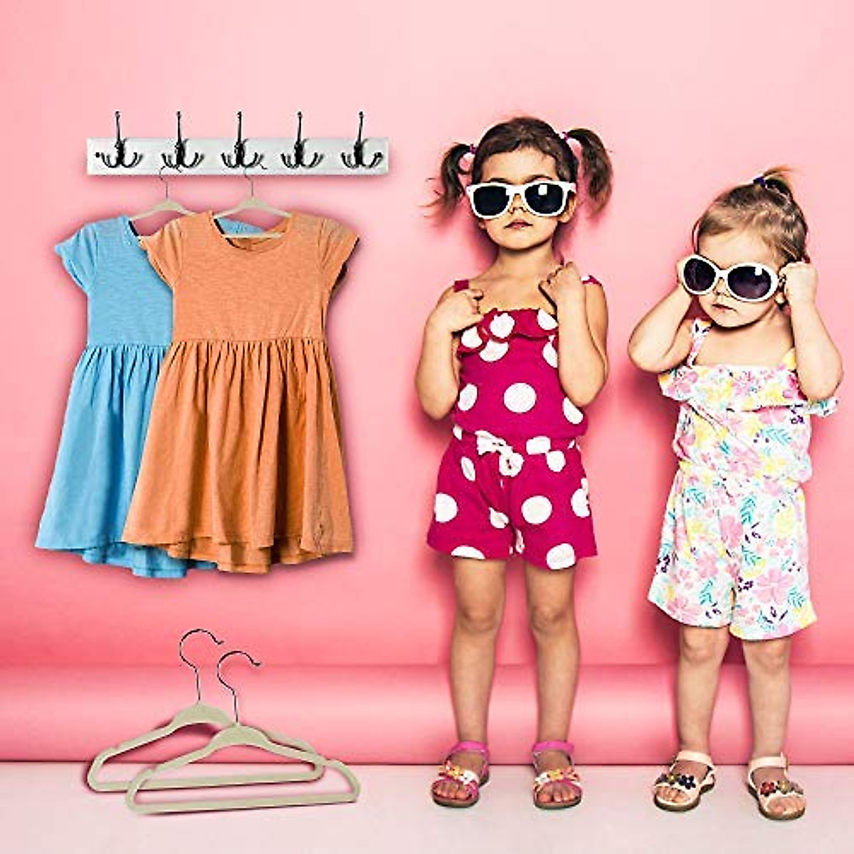 Utopia Home Kids Velvet Bulk Hangers - Small Clothes Hanger - Non Slip - Space Saver - Ivory Color (Bulk Pack of 100)