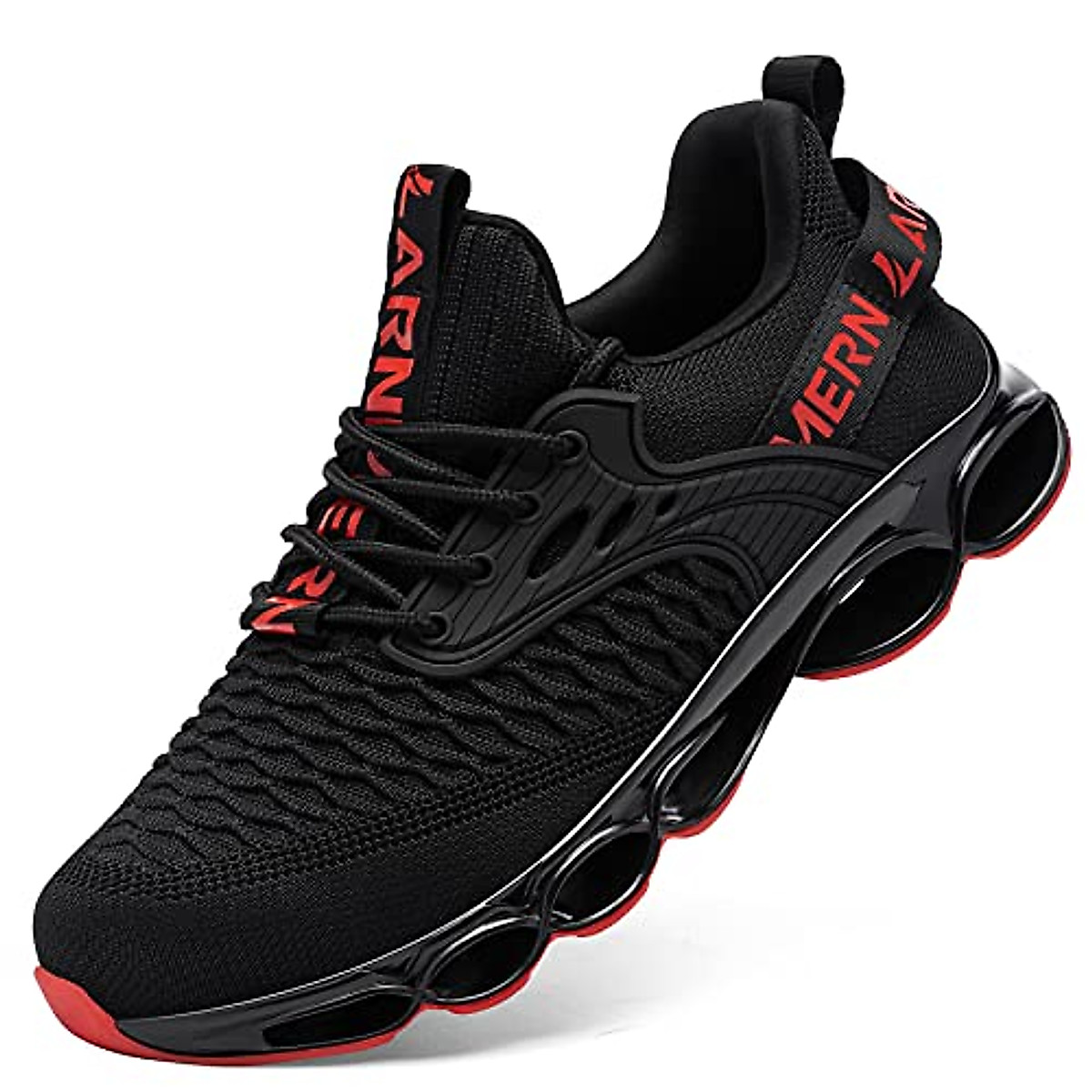 LARNMERN Steel Toe Shoes for Men Women Comfortable Safety Sneakers Breathable Tennies Sneakers Indestructible Work Shoes Black/Red