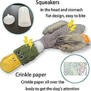 AIMETING No Stuffing Toys 3 Pack, Squeaky Dog Toys for Large Dogs, Plush Toys for Aggressive Chewers, Indestructible Crinkle Paper Duck Dog Toy, Puppy Chew Toys for Teething (Soft Plush)