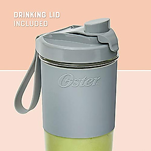Oster Blend Active Portable Blender with Drinking Lid, USB Chargeable Personal Blender, Gray