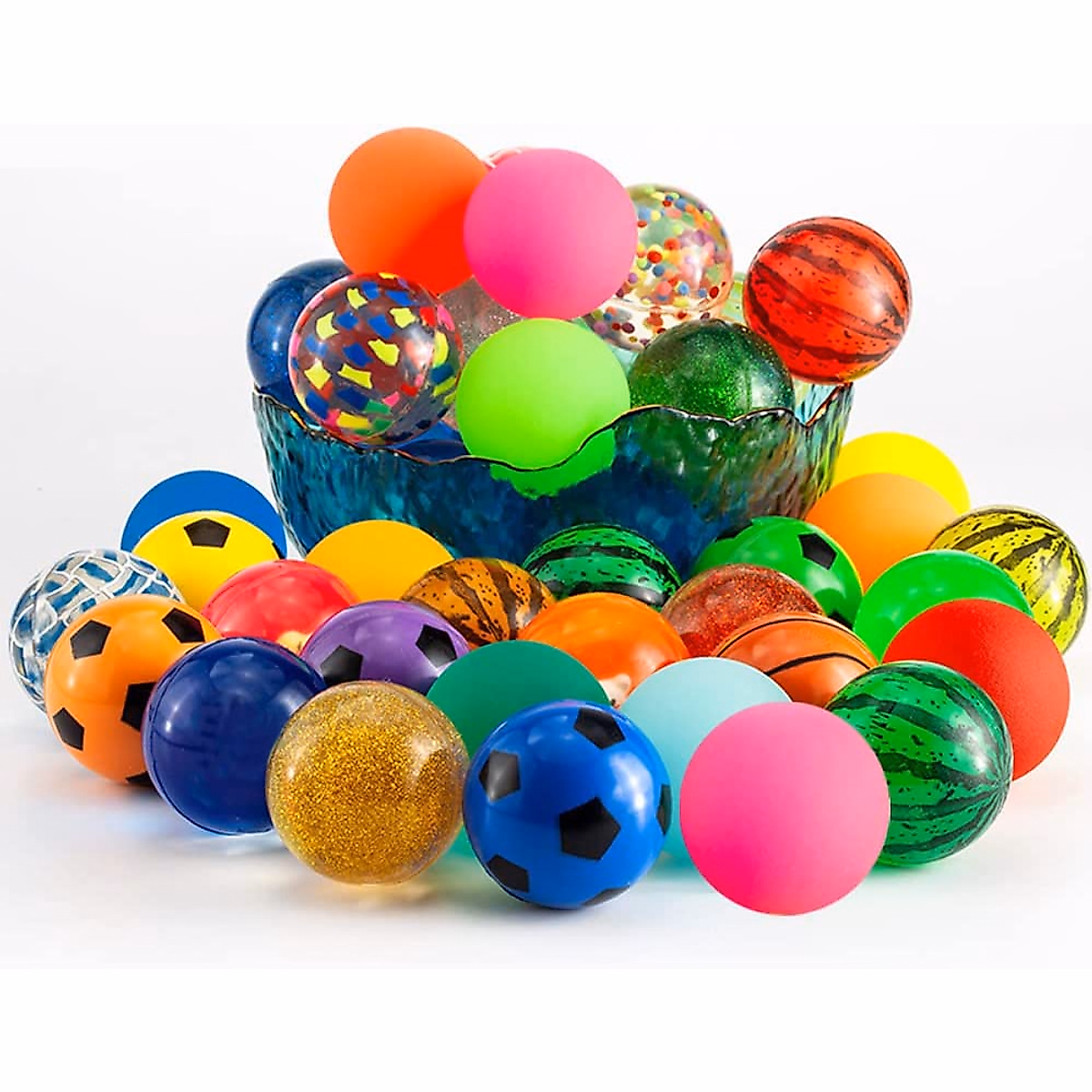 OBTANIM 50 Pieces Colorful Bouncy Balls Bulk Mixed Pattern High Bouncing Balls for Kids Party Favors, Prizes, Birthdays Gift (27 mm)