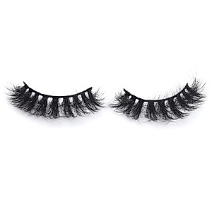 Wleec Beauty Fluffy Mink Lashes 16mm, 3D Fake Eyelashes Thick, Dramatic Eye Lashes Pack (7 Pairs, Black, FM36)