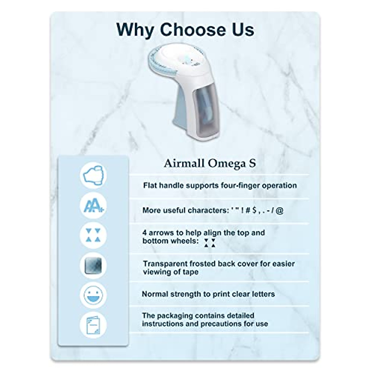 Airmall Omega S Embossing Label Maker Machine with Tapes, OmegaS 3D Embosser Handheld Label Machine, Portable Lettering Embossed Labeler with 6 Rolls Emboss Tapes for Home DIY Crafting