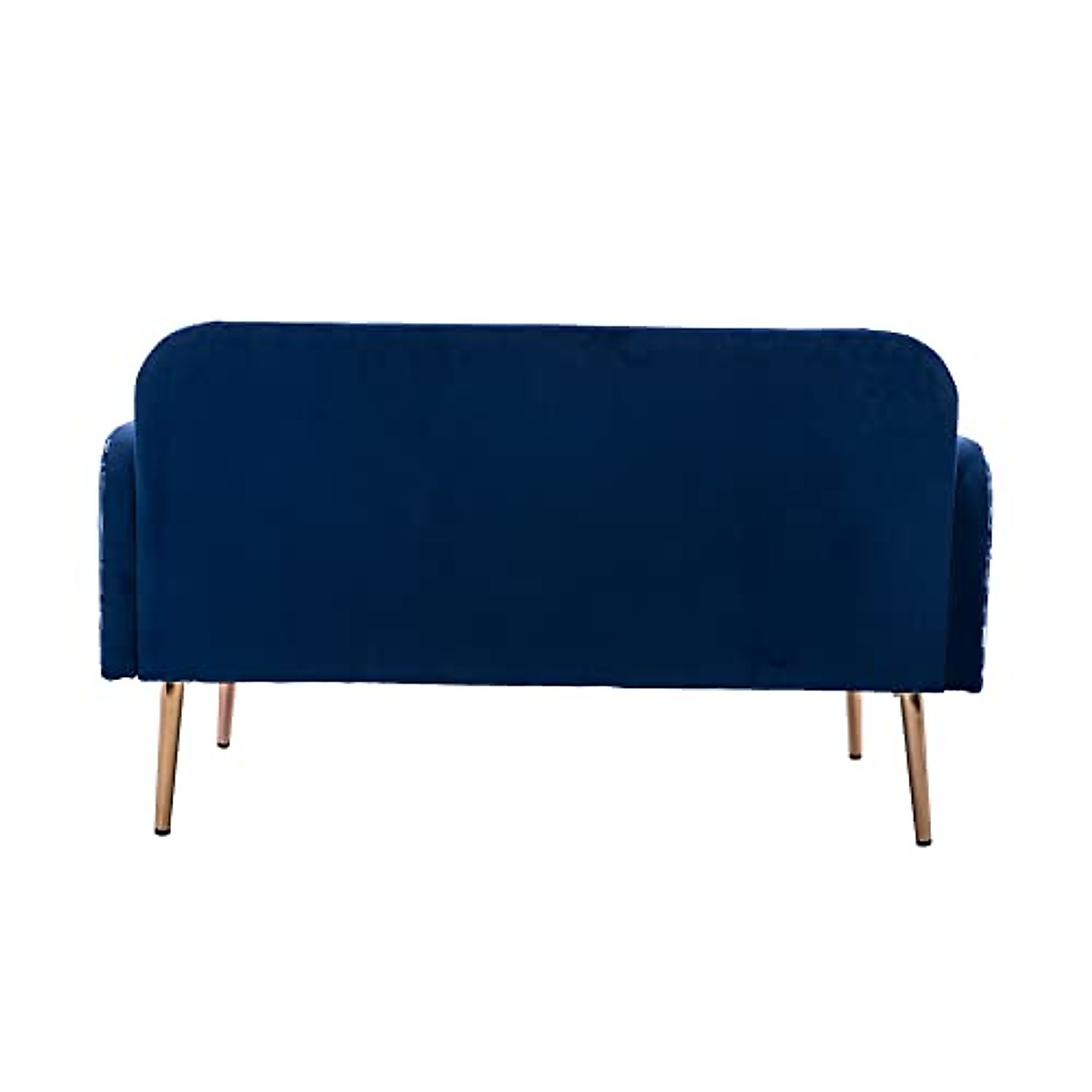 Yoglad Velvet Small Sofa, Upholstered Loveseat with Golden Metal Legs, Accent Couch with Cute Pillows, Small Couch with Solid Wood Frame, for Living Room, Bed Room, Dorm, 55" Inch (Navy)