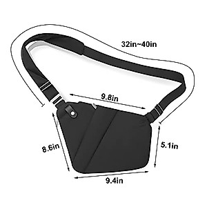 BIMHHUSE Sling Bag Light Thin Chest Shoulder Bag Casual Daypack Shoulder Crossbody Lightweight Anti Theft Outdoor Travel Hiking Bag (1.0 Black, Small)