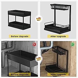 JUJEKWK Bathroom Organizer Under SInk 2 Pack, 2 Tier Under Sink Organizers and Storage, Drawer Organizer, L Shaped Cabinet organizer (Steel)