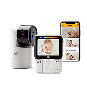 KODAK Cherish C225 Video Baby Monitor - Tilt/Pan/Zoom Camera, 2.8" HD Screen, Hi-res Camera, Remote Zoom, Two-Way Audio, Night-Vision, Long Range, WiFi, Mobile App