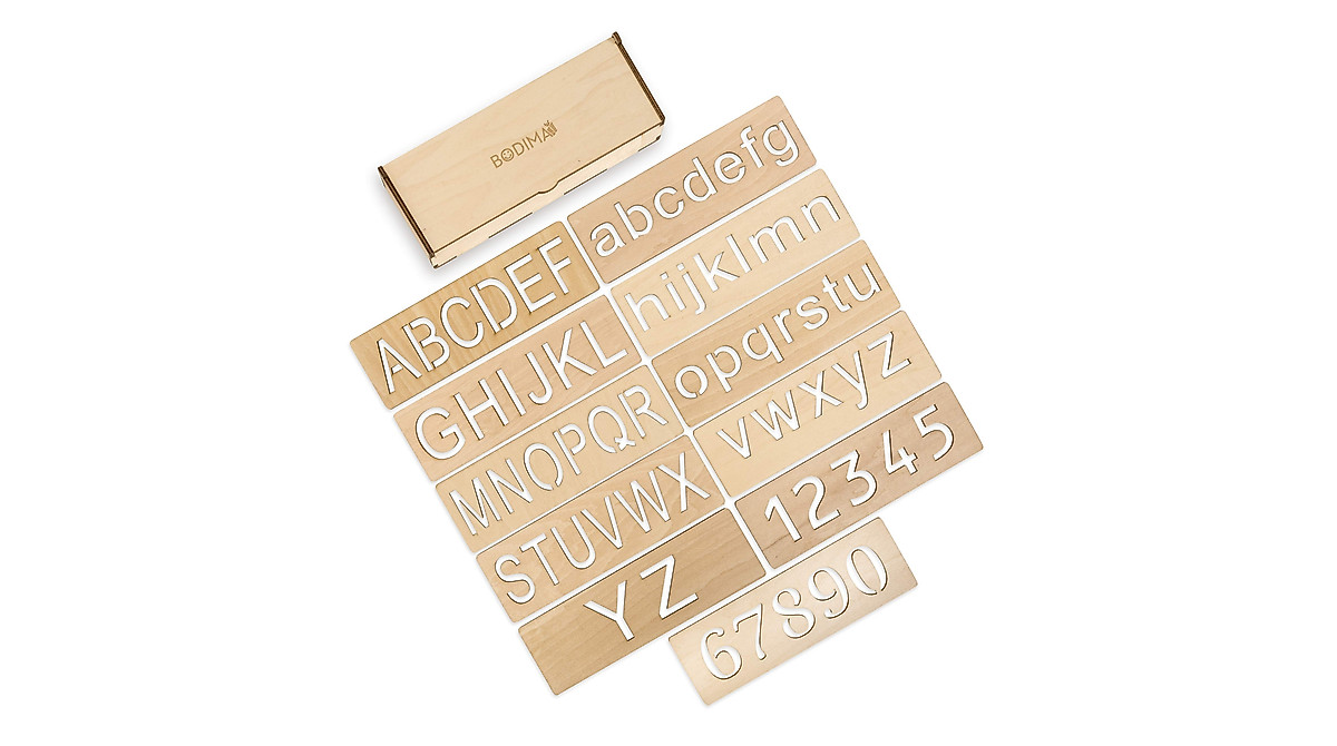 Bodima Wood Handwriting Stencil Set for Kids