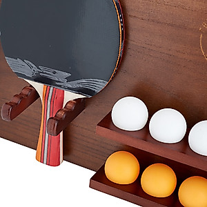 THE HAWK HAUS Wooden Ping Pong Paddle Storage Wall Rack Table Tennis Racket Display Organizer Ping Pong Paddle Ball Holder Wall Mounted Home Garage Office Game Room Valentine's Birthday Gifts