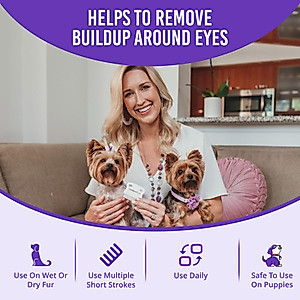 Tear Stain Remover - Fine Tooth Metal Comb to Clean Dogs Eye Boogers - Steel Pet Cleaner and Grooming Accessories - Care for Small Dog Breeds like Shih Tzu, Poodle, Yorkie, Goldendoodle and More