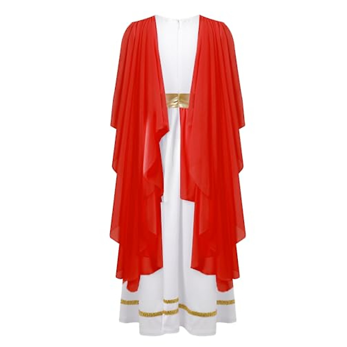 iiniim Kids Girls Ancient Greece Mythos God Costume Halloween Greek Roman Flowy Toga Dress Up Red 16 Years