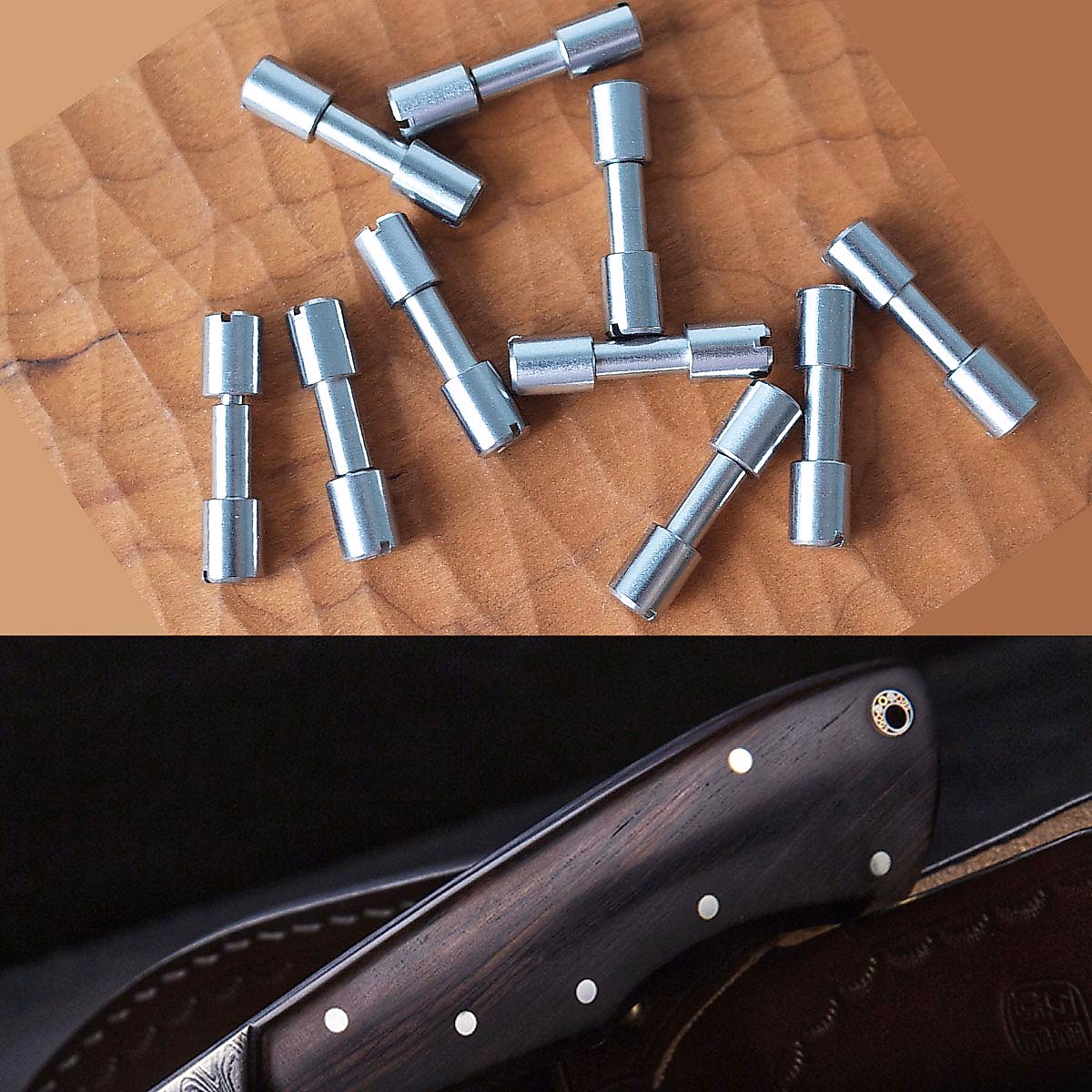 10 sets of stainless steel bracket bolt fasteners tactical lock rivets, knife DIY tool handle fastener revision, EDC knife screw(Head Diameter6 mm)