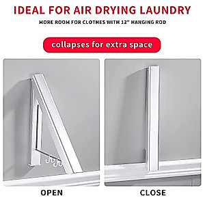 Dr.DJ Retractable Clothes Rack-Laundry Room Drying Rack Wall Mounted Clothes Hanger Foldable, Wall Mount, Folding Clohes Wall Hanger Home Storage Organizer, Aluminium, 2 Racks with Rod (Silver)