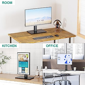 WALI Single Monitor Stand, Height Adjustable Monitor Mount, Free-Standing Desk Monitor Stand Riser with Mounting Holes 75 to 100mm Fits Monitor Screen up to 32 inch, 33lbs (GMF001N), Black