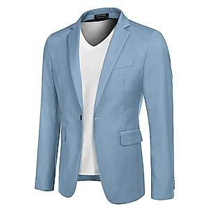 COOFANDY Mens Blazers Slim Fit Casual Summer Sports Coats Fitted Sport Jacket (Clear Blue XL)