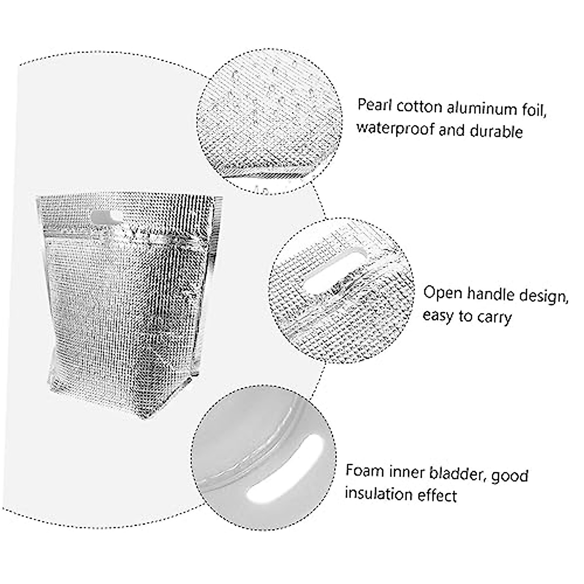 Asakkura 6pcs Self-sealing Thermal Bag Take Out Food Bag Padded Tote Bag Insulated Food Delivery Bag Organizer Tote Bag Zip up Tote Bag Cake Packing Bag Convenient Cake Bag Baking Food Bag