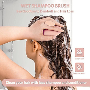 Sndyi Scalp Massager Shampoo Brush, 100% Silicone Hair Scrubber for Washing Hair, Upgraded Scalp Scrubber/Exfoliator for Dandruff, Head Scalp Massager for Hair Growth, Wet Dry Scalp Brush, Pink