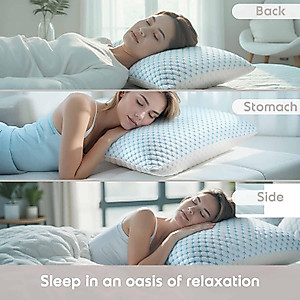 Nestl Cooling Pillow - Queen Size Set of 2 Cooling Memory Foam Pillows, Gel Infused Cool Pillow, Adjustable Cooling Pillows for Sleeping, Breathable Queen Pillows, Washable Removable Bed Pillow Cover