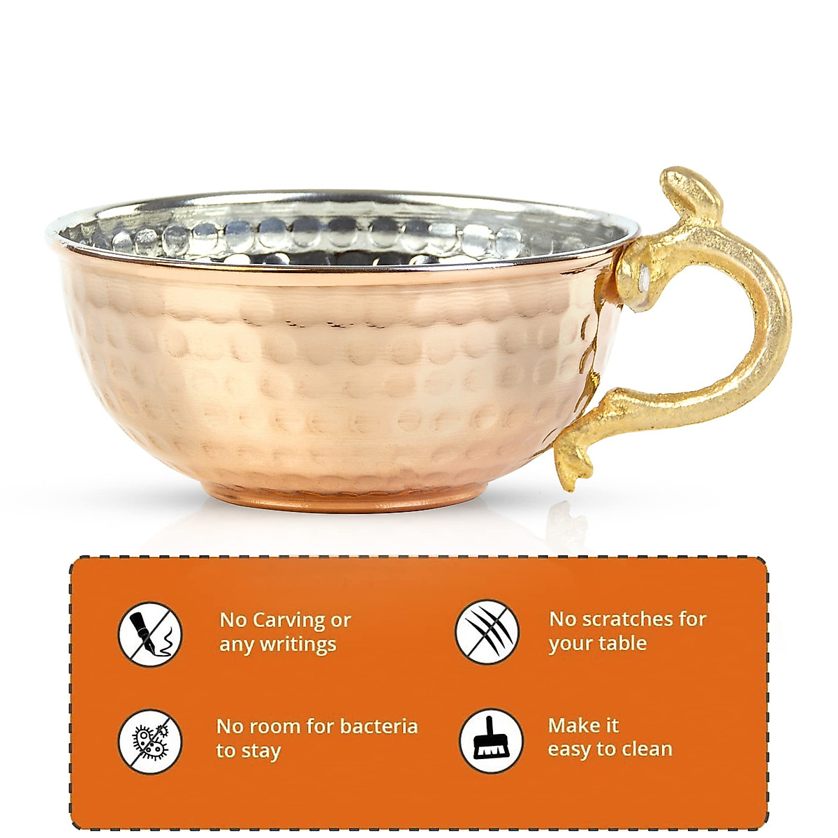 JAIRESTONE Copper Shaving Bowl and Cup - Turkish Hand Hammered Shaving Bowl - Safety Razor and Brush Holder - Traditional Shaving Cup - Lather Bowl for Shaving - Barbers Shop Utensil