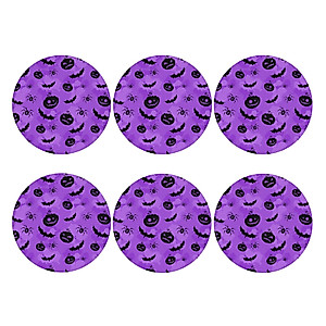 Halloween Pumkin Bat Spider Coasters for Drinks Set of 6, Absorbent PU Leather Coaster for Coffee Table, Home Decor, Housewarming Gift for Women