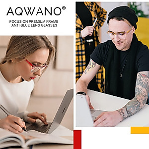 AQWANO Computer Reading Glasses Blue Light Blocking, Quality Clear Readers for Women Men Anti Glare Filter UV Ray Filter with Spring Hinge, 2.0