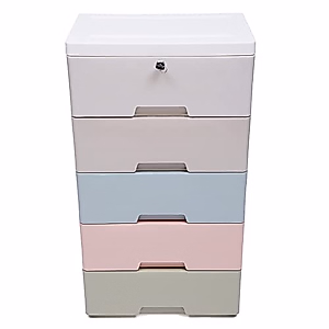Macaron Plastic Storage 5 Drawers,Closet Storage Drawers Organizer for Bedrooms & Living Rooms & Studies & Beauty Stores, Etc.