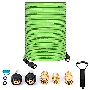Pressure Washer Hose 100FT 1/4”, 4000 PSI Kink Resistant High Pressure Hose M22 14mm Thread, Flexible Extension Replacement Hose with 3/8 Quick Connect Adapters for Power Washing