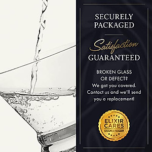 ELIXIR GLASSWARE Stemless Martini Glasses Set of 4 - Hand Blown Crystal Martini Glasses - Elegant Cocktail Glasses for Bar, Martini, Cosmopolitan, Manhattan, Gimlet, Pisco Sour 9oz, Clear