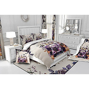 Manfei Happy Halloween Fitted Sheet Full Size, Cute Gnome Ghost Bed Cover with 2 Pillowcases, Gothic Moth Floral Bedding Set 3pcs for Kids Boy Girl Room Decor, Soft Polyester Bedding