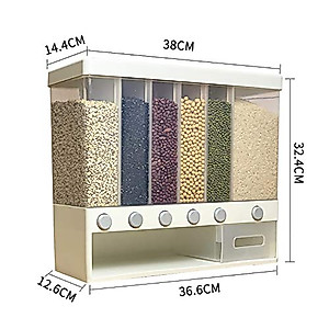 Large Capacity Whole Grains Dispenser Rice Bucket Wall-Mounted Rice Storage Tank Moisture-Proof Dry Food Organizer Bottle Pressed Out Rice