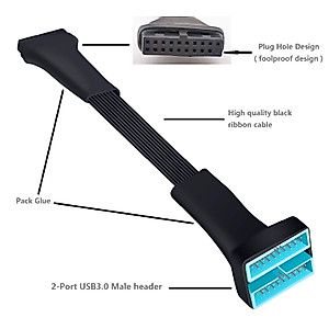 HOXIBSL USB 3.0 Header Splitter Extension Cable,Motherboard USB 3.0 Internal hub Splitter,19/20 Pin 1 to 2 Y Type Cable - DIY Products 5.8 in