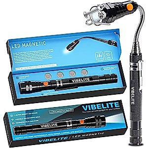 VIBELITE Extendable Magnetic Flashlight with Telescoping Magnet Pickup Tool-Cool Gadgets Gifts Idea & Birthday Gifts For Men, Husband, Dad, Father, Mechanic, Tech, Handyman, Him, Women