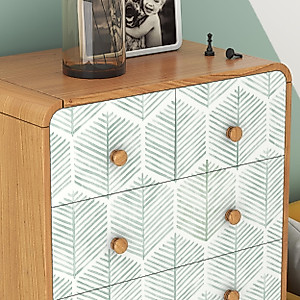 Modern Peel and Stick Wallpaper 17.3''×78.8'' Geometric Wallpaper Boho Contact Paper Green and White Self-Adhesive Wallpaper Removable Decorative Wallpaper for Bedroom Bathroom Cabinets Decor Vinyl