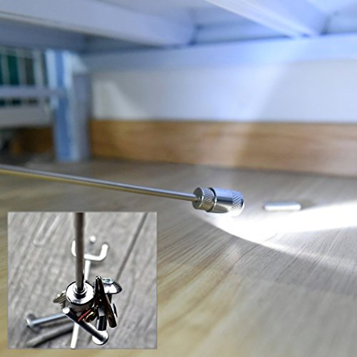 Magnetic Telescoping Pick Up Tool, Preciva Magnetic Picking Tool with LED Flashlight Retriever Wand 19.5 to 68 CM Telescopic Magnet Stick(ONE PACK)