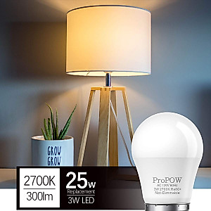 ProPOW 3W LED Bulb Equivalent 25 Watt Light Bulbs, A15 LED Light Bulb Soft White 2700K Energy Saving Low Watt Light Bulbs, E26 Base Bulb for Home Bedroom(8 Pack)