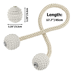 8 Pack Curtain Tiebacks, Drape Tie Backs Decorative Curtain Holdbacks Holder Magnetic Curtain Tiebacks for Window Draperies, No Tools Required- Square and Pearl Shape (Beige)