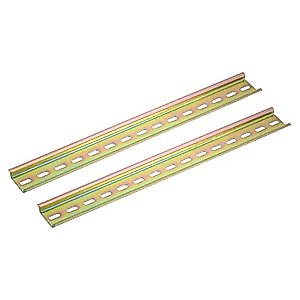 MECCANIXITY 2 Pcs DIN Rail Slotted Iron Mounting Guide 10"(250mm) Long 35mm Wide 7.5mm High Bronze Tone