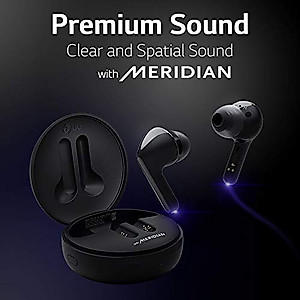 LG TONE Free FN4 - True Wireless Bluetooth Earbuds with Meridian Sound, Hypoallergenic Medical-Grade Ear gels, Noise Reduction with a close fit, Dual Microphone for Work/Home Office, Black