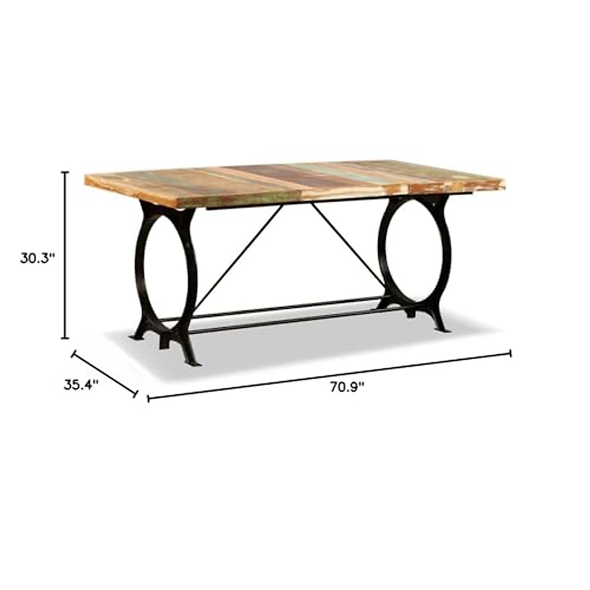 AJSEOYBS Dining Table Mid-Century Vintage Kitchen Table for Person for Dining Room Balcony Cafe Bar,Dining Table Solid Reclaimed Wood 70.9"