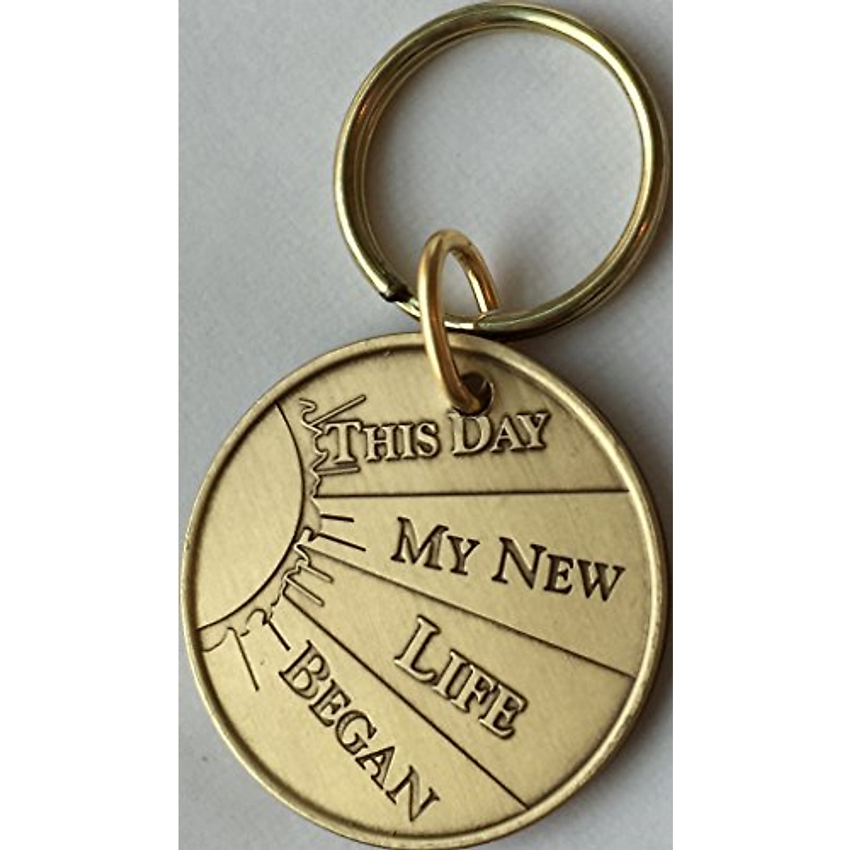 Engraved Sobriety Date Keychain Personalized This Day My New Life Began Medallion