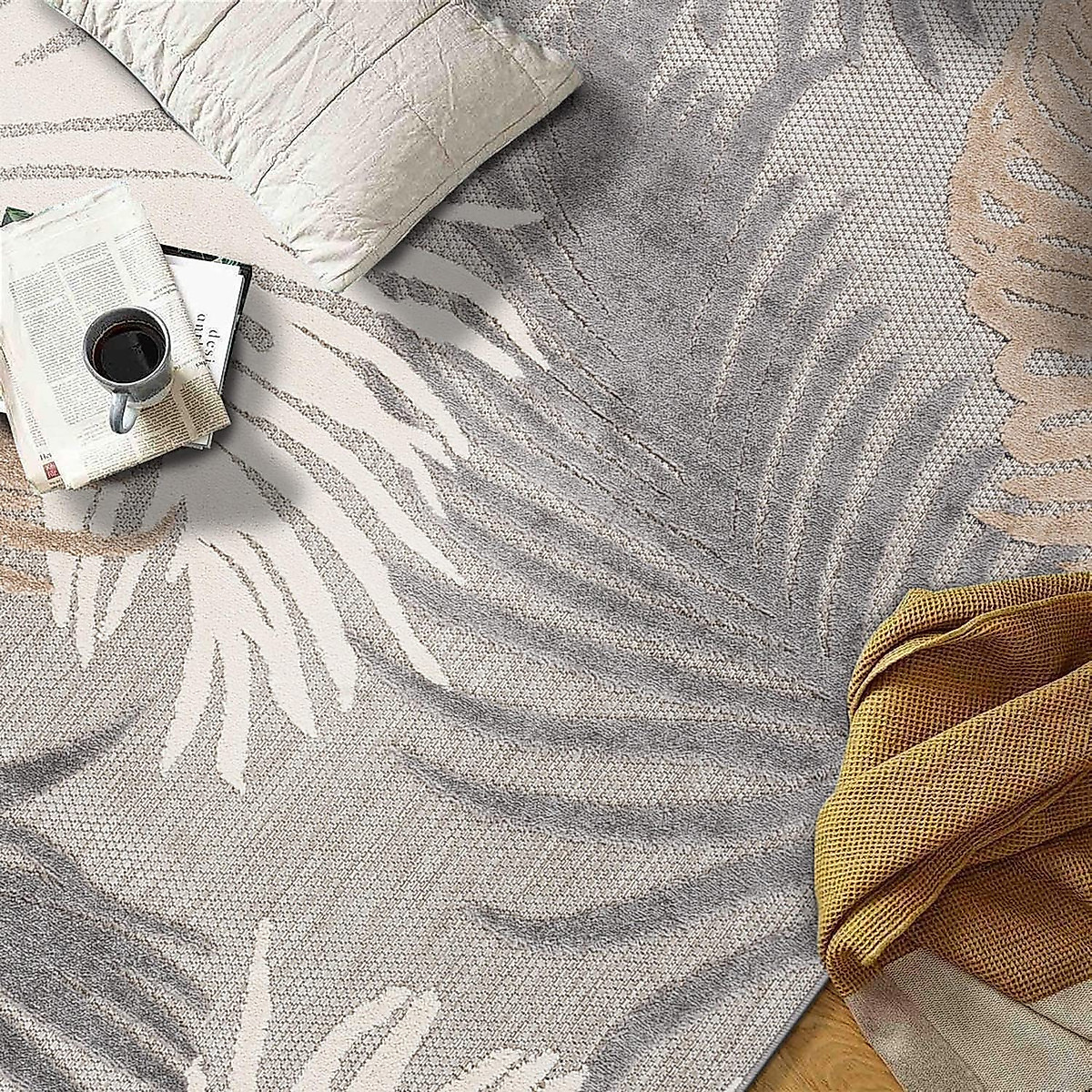 Rugshop Lucca Contemporary Floral Indoor/Outdoor Area Rug 7'10" x 10' Gray