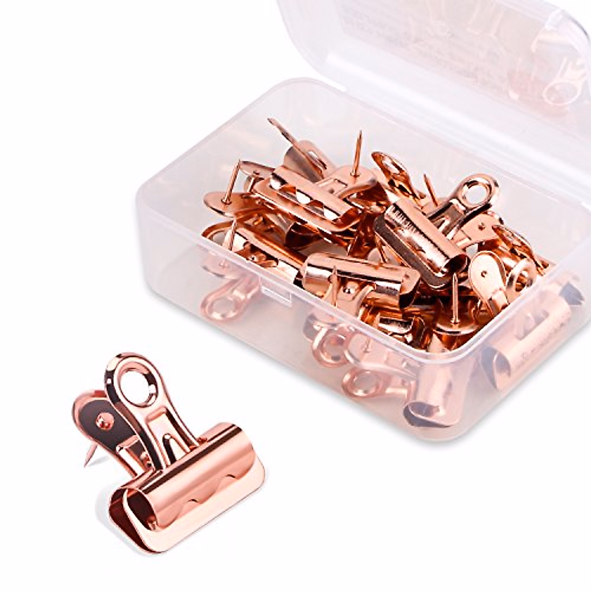 Yalis Push Pins Clips 15-Count, Pinning No Holes for Paper, Creative Paper Clips with Tack for Cork Board and Photo Wall ( Rose Gold)
