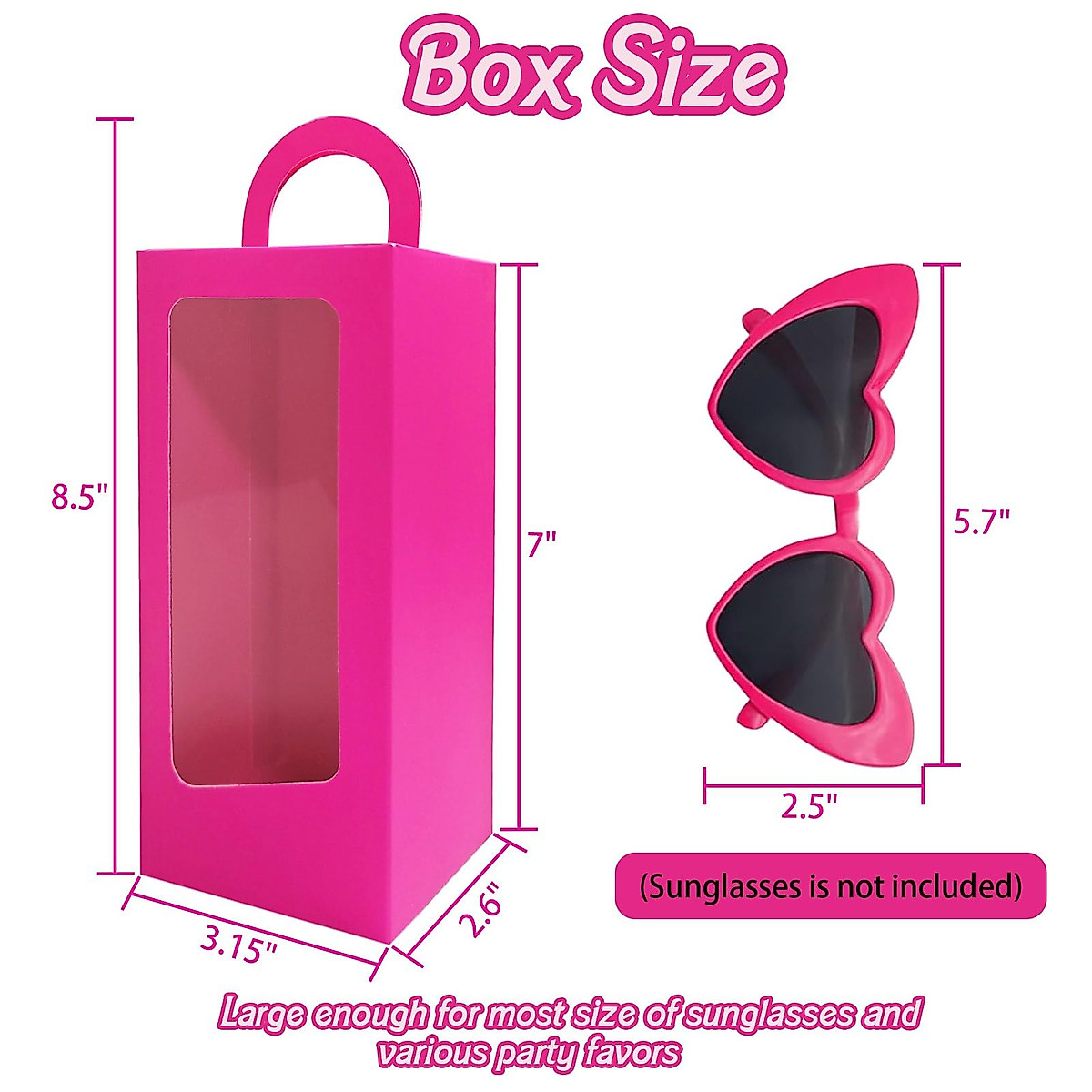 12 Hot Pink Party Favor Boxes 90s Doll Pink Girls Birthday Gift Gable Treat Box Candy Goodie Tall Gable Window Box for Pink Girl Princess Birthday Wedding Bridal Shower Bachelorette Decorations